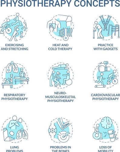 Respiratory physiotherapy gradient blue concept Vector Image
