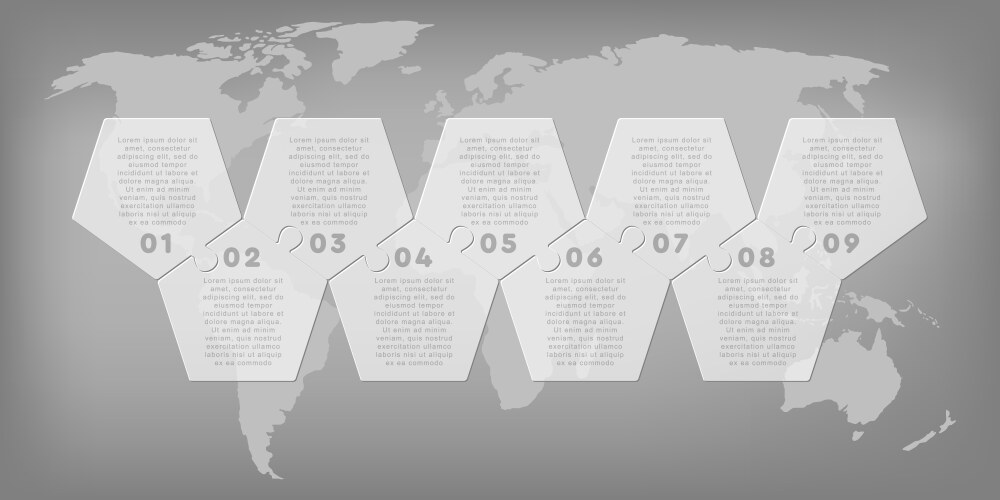Transparent diagram infographic process on 7 steps