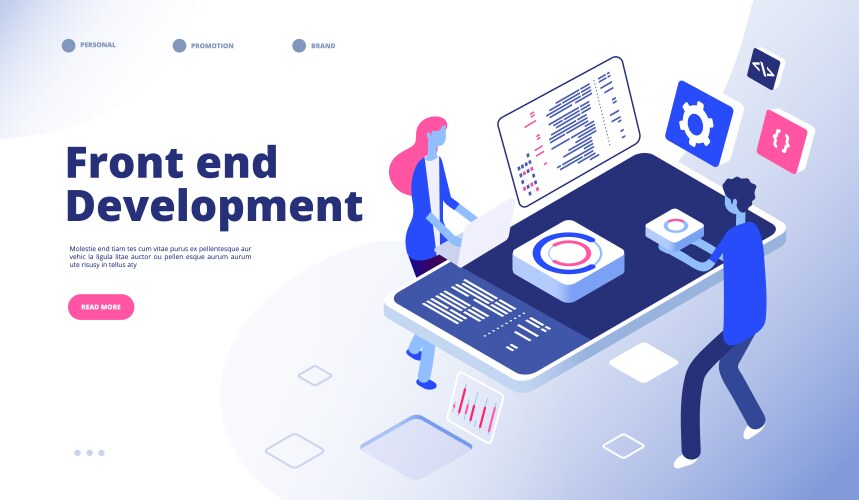 Front end development isometric interface Vector Image