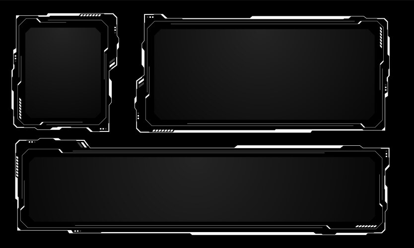 Hud frames black user interface elements design Vector Image