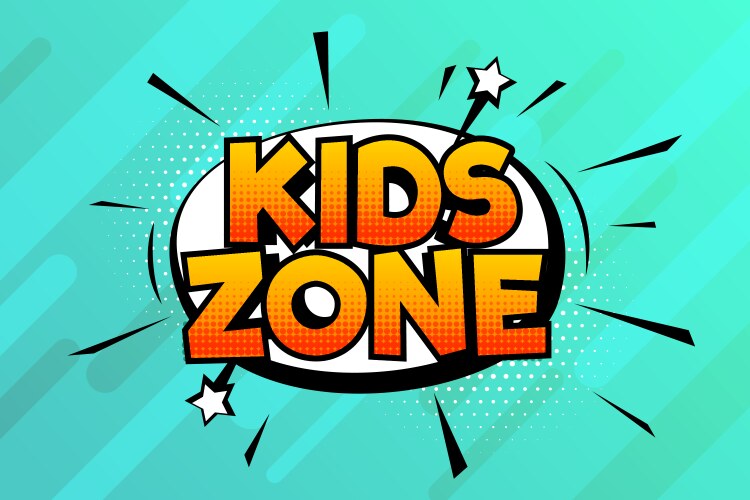 Kids party zone banner in cartoon style Royalty Free Vector