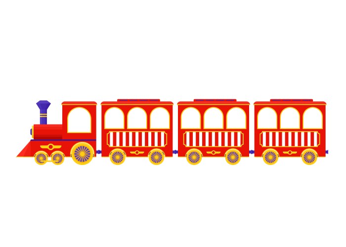 Cartoon toy train with color wagons on white Vector Image