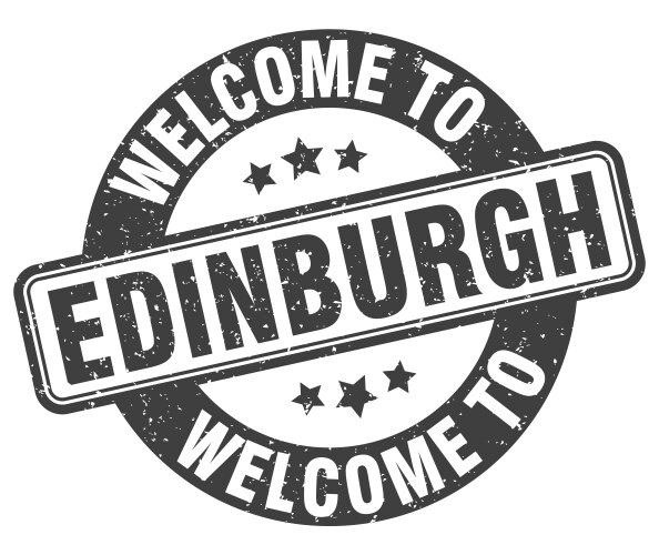 Welcome to edinburgh stamp round sign Royalty Free Vector