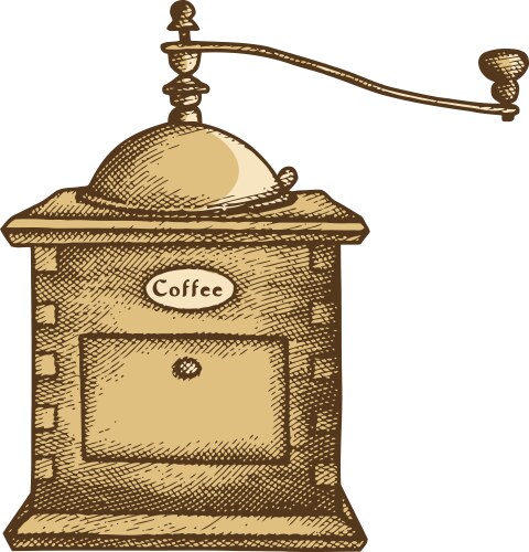 Vintage manual hand drawn coffee mill Royalty Free Vector