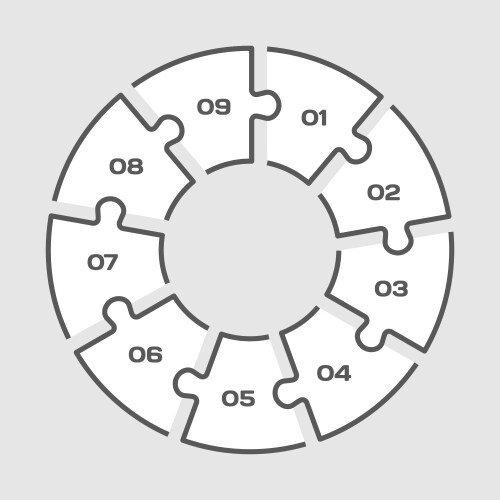 Transparent diagram infographic process on 9 steps