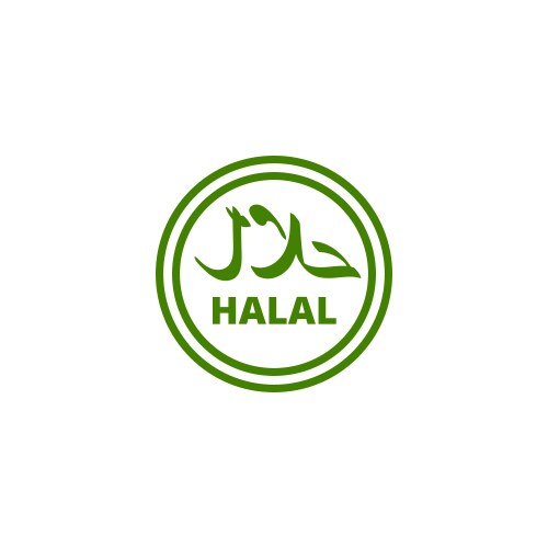 Green halal certification symbol with arabic text Vector Image
