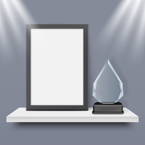 Transparent trophy awards glass award on stand Vector Image