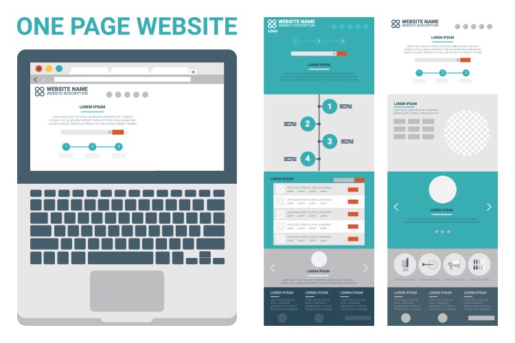 One page website template design Royalty Free Vector Image