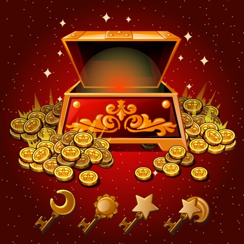 Royal gold treasure crown and precious relics Vector Image