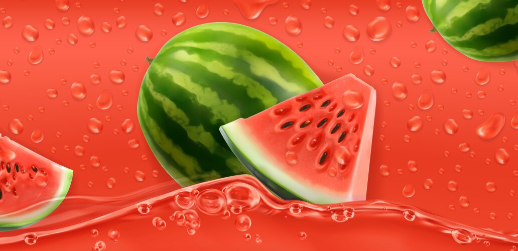 Watermelon fresh slices seamless background Vector Image