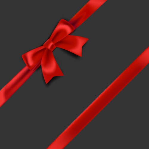 Realistic red bow with ribbon isolated on black Vector Image