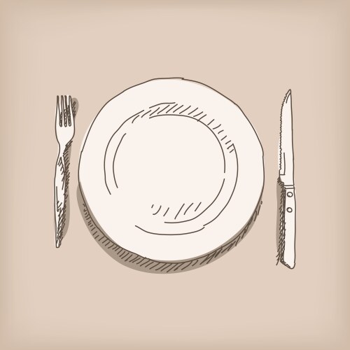 Vintage table setting hand drawn dinner knife Vector Image