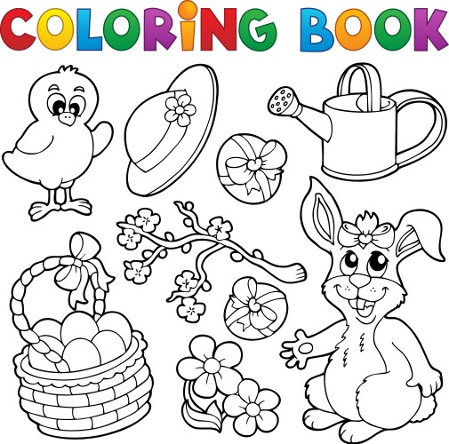 Easter Coloring Book - Cute Animals & Eggs – Royalty-Free Vector ...