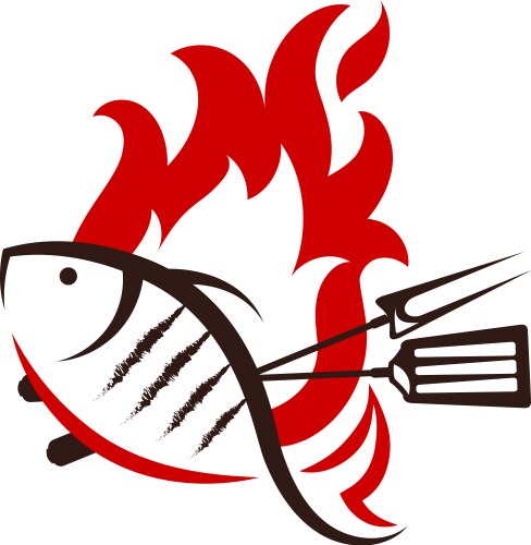 Grill fish design for barbecue Royalty Free Vector Image