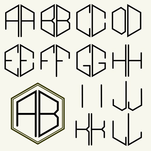 Template letters to create monograms Royalty Free Vector