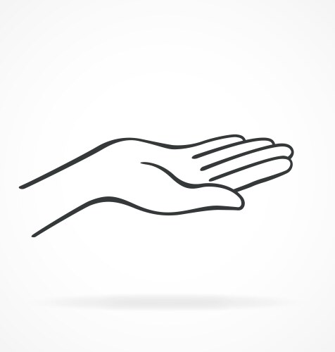 Hand asking donations open palm Royalty Free Vector Image