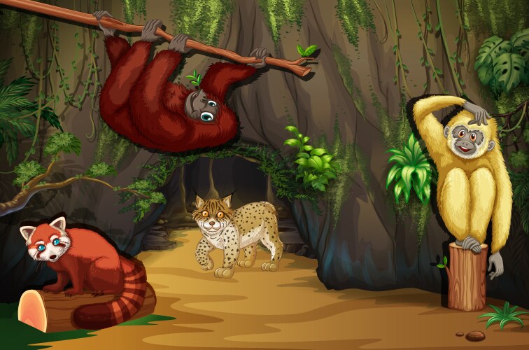 Cartoon the cave with stalactites Royalty Free Vector Image