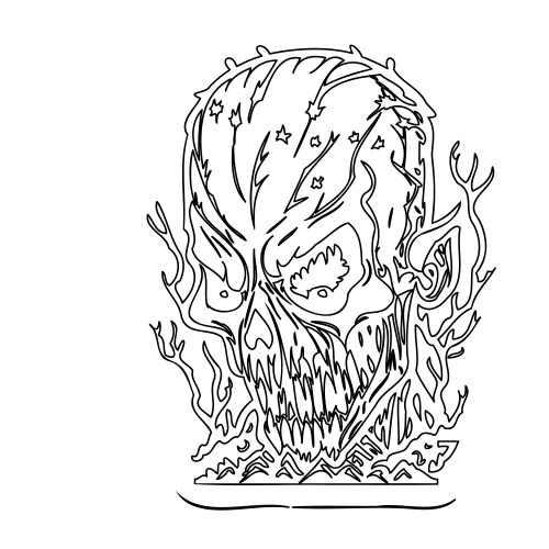 Zombie scary outline sketch Royalty Free Vector Image
