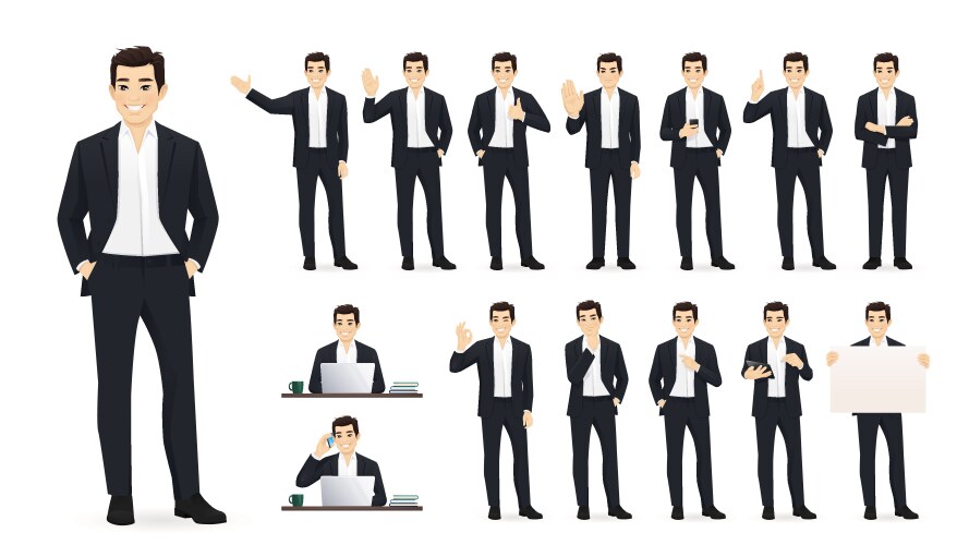 Business man set Royalty Free Vector Image - VectorStock