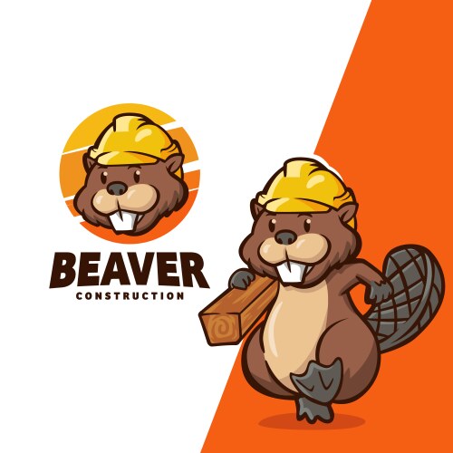 Cute beaver cartoon logo icon Royalty Free Vector Image