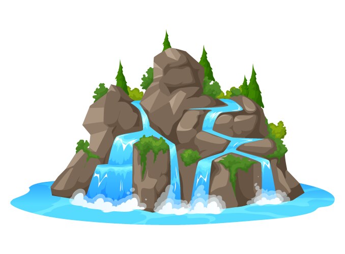 Waterfall from the mountain Royalty Free Vector Image