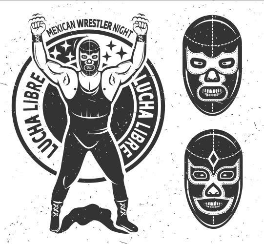Lucha libre poster mexican wrestler fighters Vector Image
