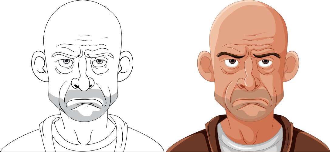 Two cartoon faces with exaggerated sad expressions