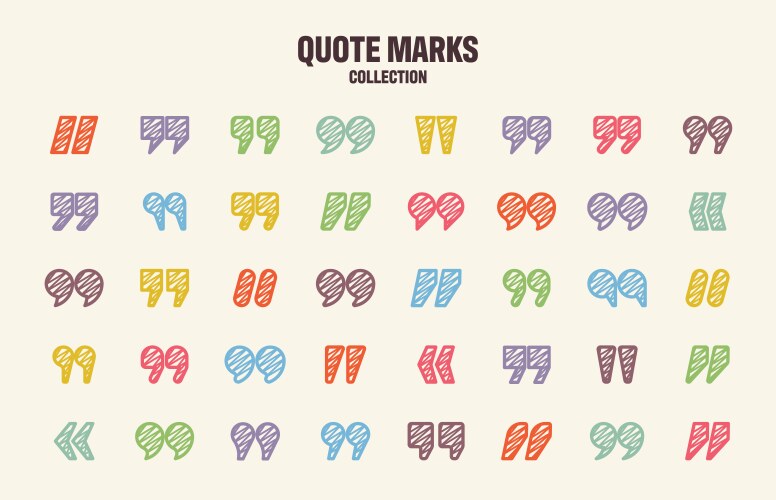 Hatched text quotation marks hand drawn quotes Vector Image