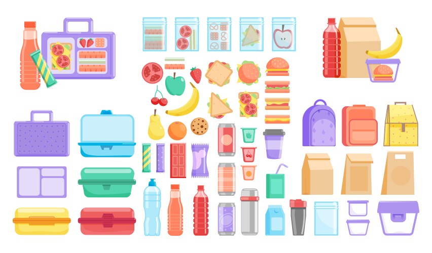 Lunch box with food banner Royalty Free Vector Image