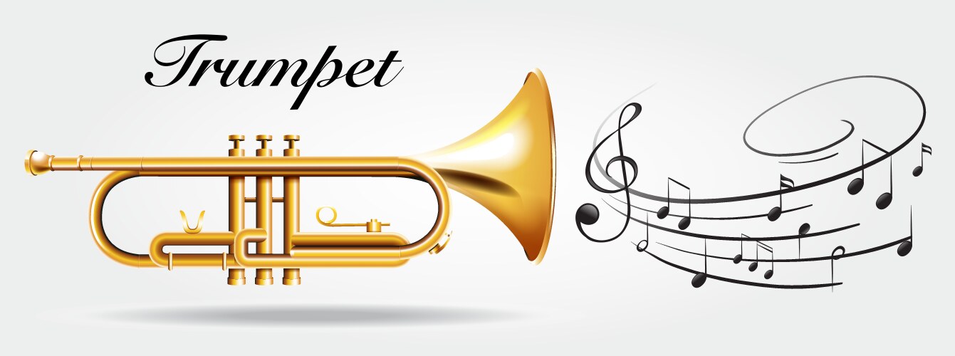 Golden trumpet with music notes in background Vector Image