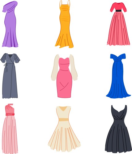 Model evening dress cartoon Royalty Free Vector Image