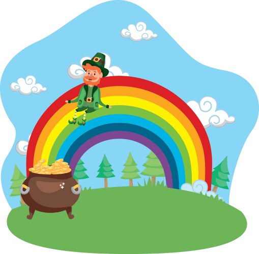 Cute leprechaun hat and rainbow – Royalty-Free Vector | VectorStock