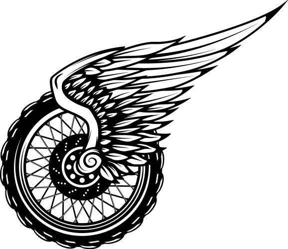 Winged wheel in monochrome style design element Vector Image