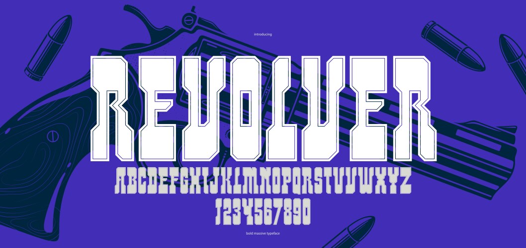 Bold and massive tall heavy geometric font for Vector Image