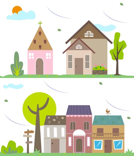 Seamless pattern with small town Royalty Free Vector Image