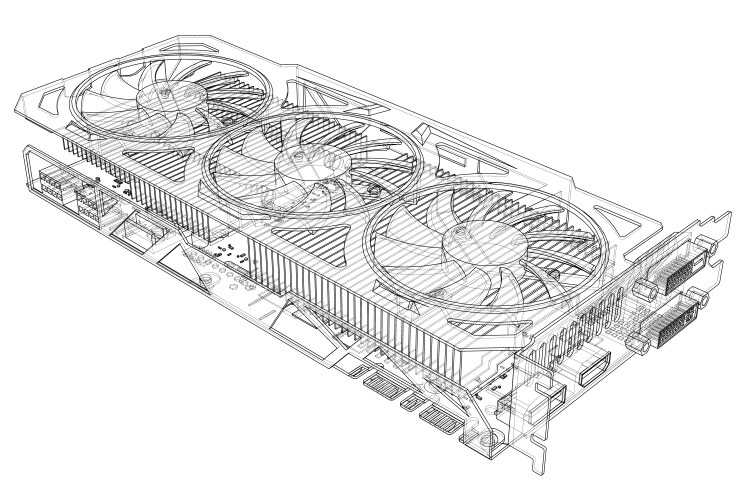 Gpu card outline Royalty Free Vector Image - VectorStock