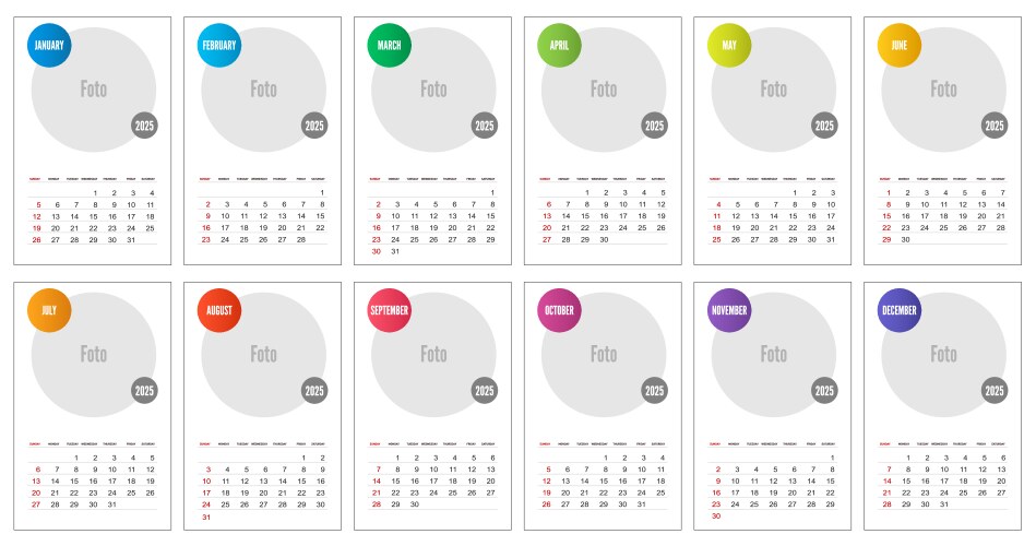 Rainbow Year 2026 Calendar – Royalty-Free Vector | VectorStock