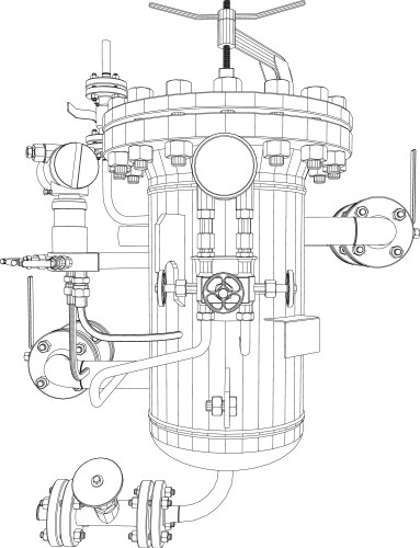 Shell and tube heat exchanger blueprints Vector Image
