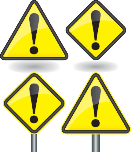 Warning road sign with exclamation mark Royalty Free Vector