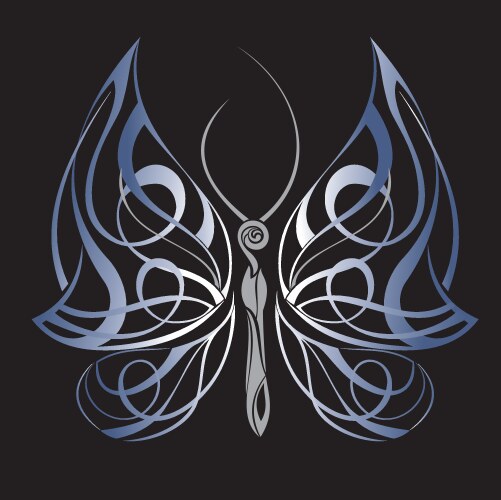 Silver butterfly with swirl pattern Royalty Free Vector