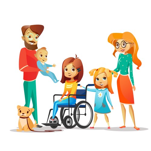 Disability children kids sitting in wheelchairs Vector Image