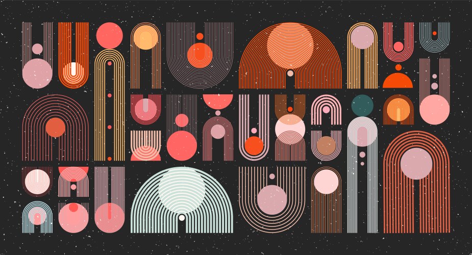 Mid century arch and circle elements modern Vector Image