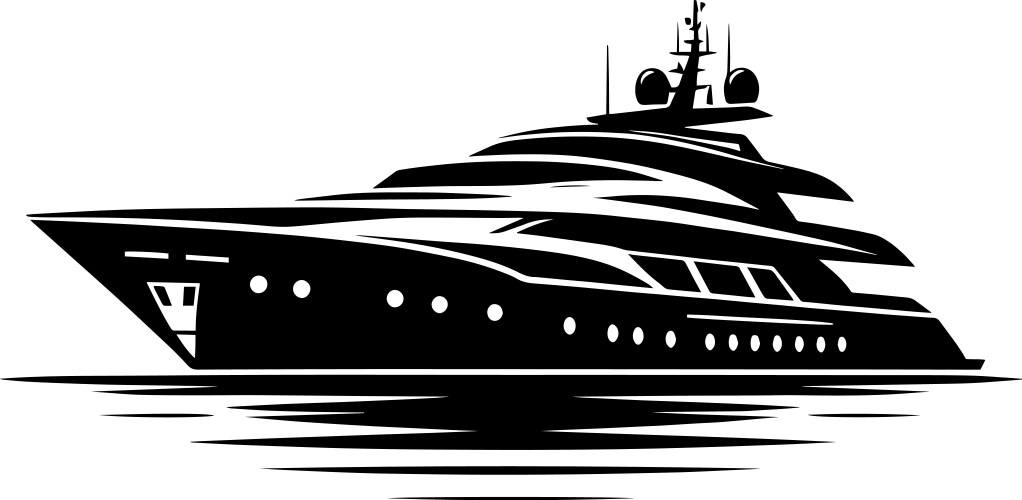 Modern luxury yacht ship silhouette isolated Vector Image