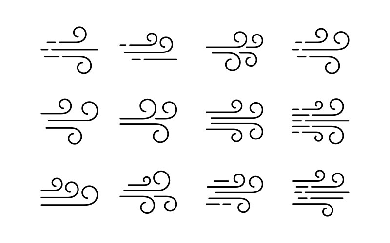 Wind icon set in thin line style Royalty Free Vector Image