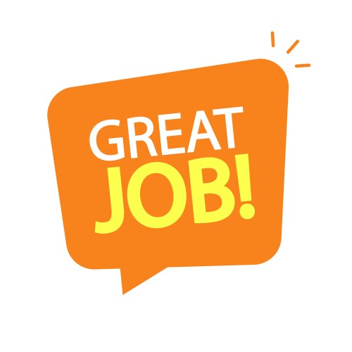 Great job congratulations golden label with thumb Vector Image