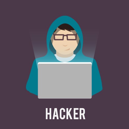 Girl hacker in a hoodie using laptop abstract Vector Image