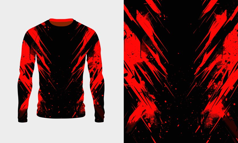 Long sleeve jersey red black white grunge texture Vector Image