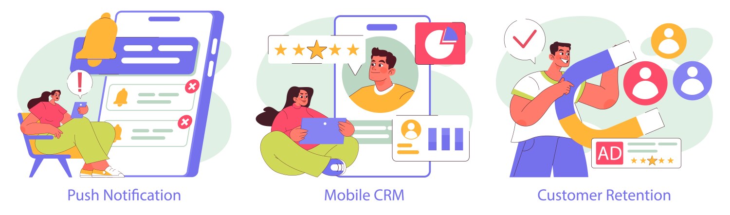 Mobile marketing flat Royalty Free Vector Image