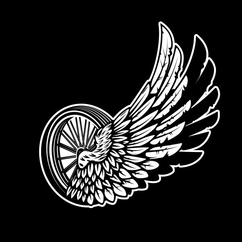 Winged wheel in monochrome style design element Vector Image