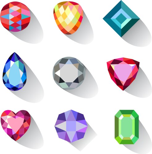 Set of seven gems Royalty Free Vector Image - VectorStock